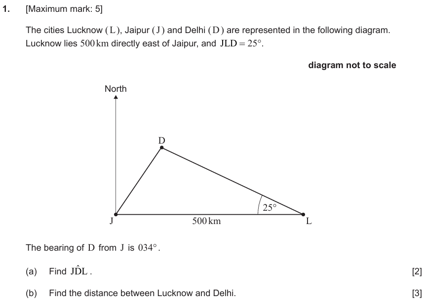 1. Maximum mark: 5 The cities Lucknow L, Jaipur J and Delhi D are ...